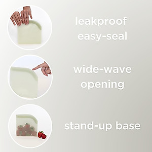 Lotus Reusable Silicone Food Storage Bags Silicone Freezer Bags-Microwave & Dishwasher Safe Reusable Storage Bags Silicone Zip Lock Bags, BPA Lead Toxin Free Sustainable Silicone Storage Bags for Food