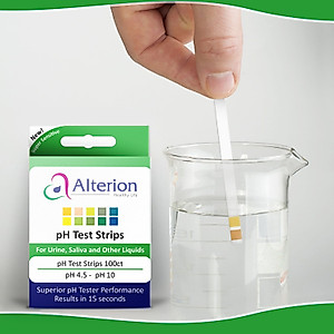 pH Test Strips 100ct by Alterion - Fast & Simple pH Strips for Urine and Saliva - Quick and Accurate Results in 15 Seconds