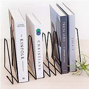 CAXXA 10 Slots Triangle Bookshelf, File Sorter, Metal Wire Magazine Holder, Document Holder, Black