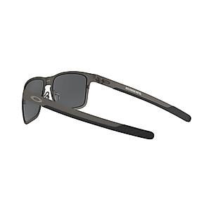 Oakley Men's OO4123 Holbrook Metal Square Sunglasses, Matte Gunmetal/Prizm Black Polarized, 55 mm