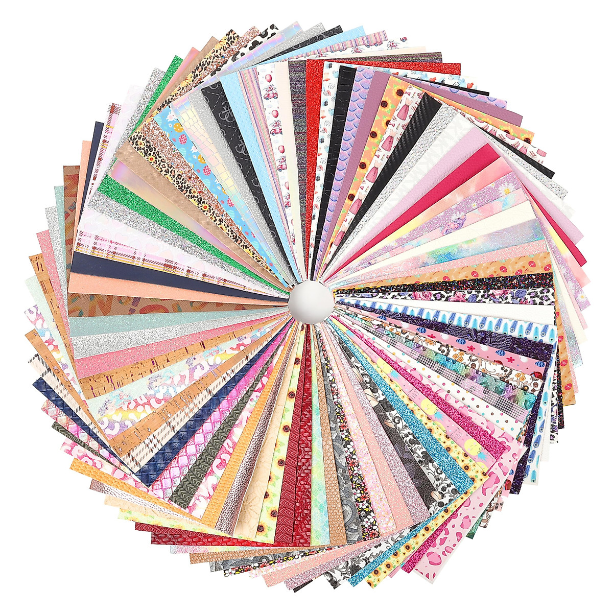 Random Pattern Faux Leather Sheets: LATIIZ 24Pcs 8X6 Inch Floral Printed Solid Colored Mixed Leatherette Sheet for Crafts Earrings