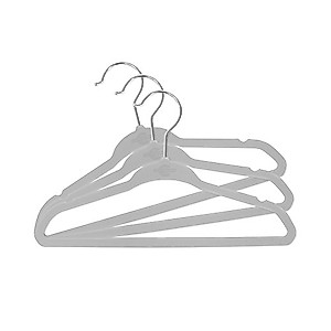 Closet Complete Baby Velvet Hangers, Premium Quality, True-Heavyweight, Virtually-UNBREAKABLE, Ultra-Thin, Space Saving No-Slip, Perfect Size for Babies 0-48 months 360° SPIN, Chrome Hooks, Gray 25pc