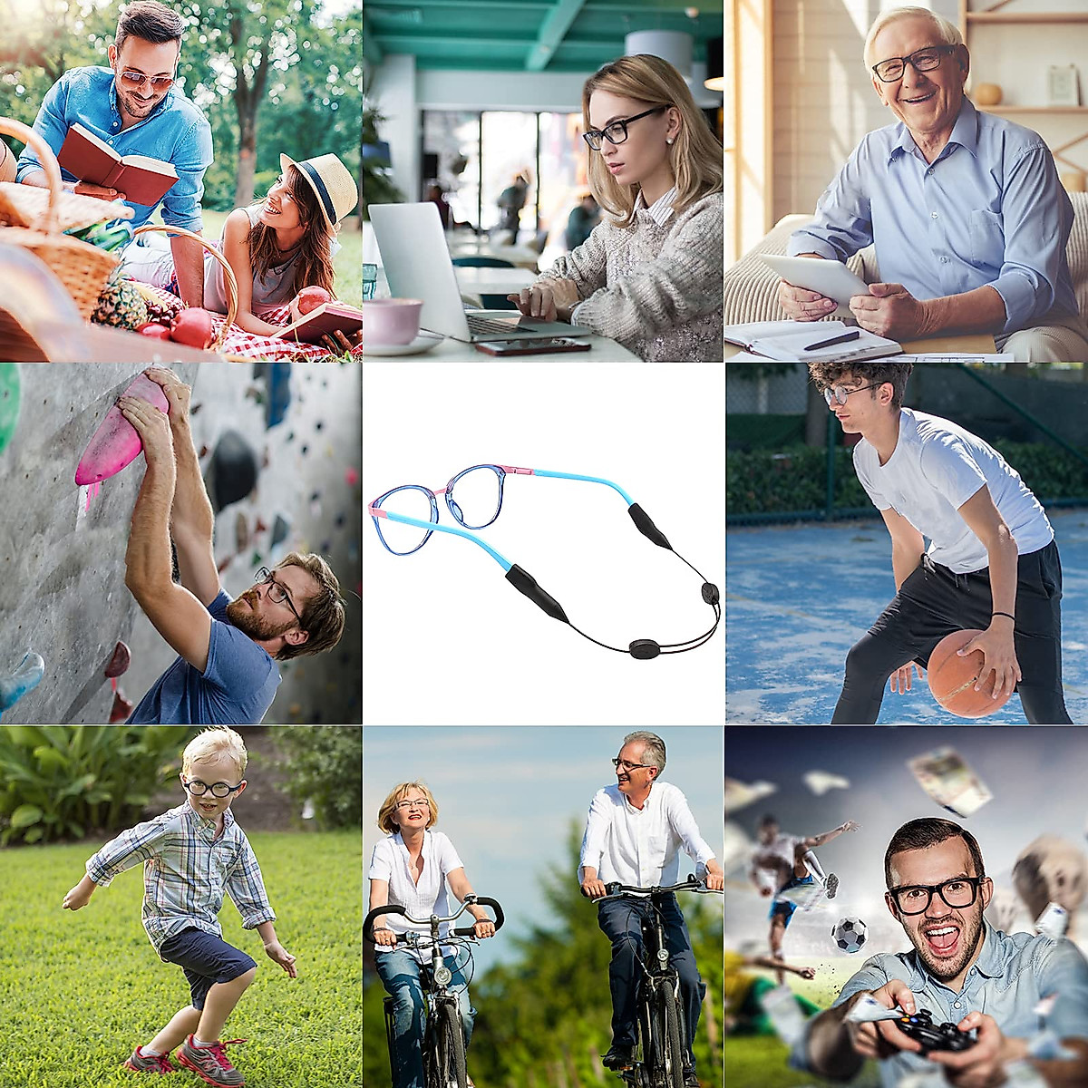 ANYGIFT Glasses Strap for Kids 3 Pack, Toddler Glasses Holder Strap Kids Eye Glasses Strap Adjustable Sunglass Strap for Kids Boys Girls Eye Glass String Strap((7-10 Inch))