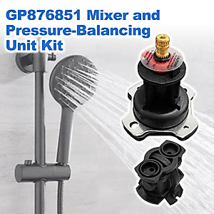 GP876851 Mixer Cap and Pressure-Balancing Unit Kit,Compatible with Kohler Shower Valves K-304 and K-11748 Platforms Include GP800820 and GP77759,Black