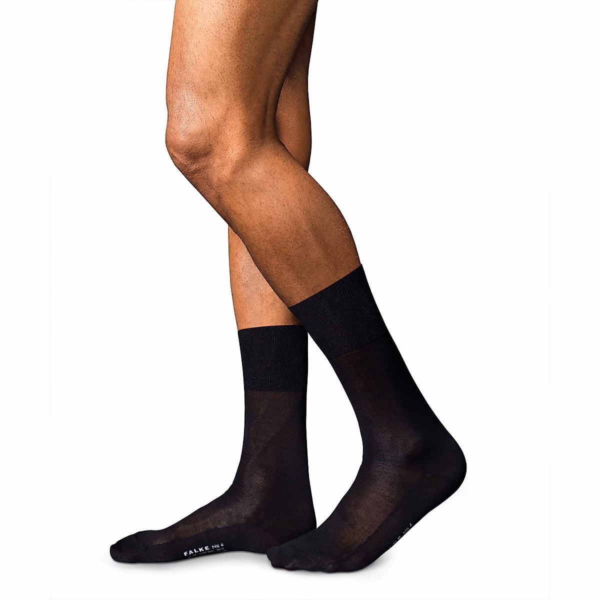FALKE Men's No. 4 Dress Socks, Silky Soft, Breathable, Quick Drying, Pure Silk, Designer Crew Length Stockings, Black (Black 3000), 8-9, 1 Pair