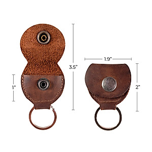 Hide & Drink, Guitar Pick Holder with Ring, Key Organizer, Keychain for Guitar Players, Full Grain Leather, Handmade, Bourbon Brown