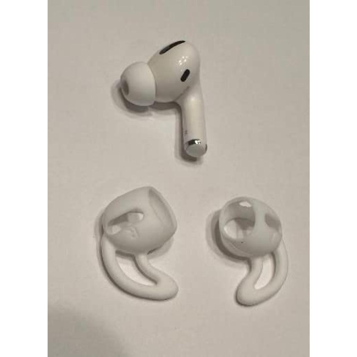 Single Earbud Replacement with Detachable Ear Hooks (Size M) for AirPods Pro R Right Side, White