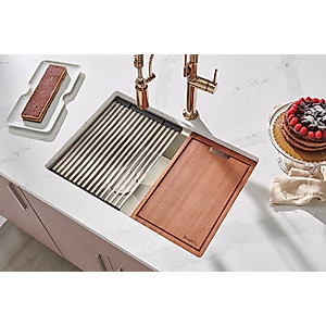 Ruvati 33-inch Workstation Slope Bottom Offset Drain Undermount 16 Gauge Kitchen Sink - RVH8591