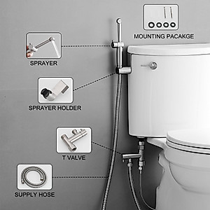 BWE Handheld Bidet Sprayer for Toilet,Adjustable Water Pressure Bidet Toilet Attachment,All Brass Cloth Diaper Toilet Bidet Jet Sprayer,with Bidet Hose for Feminine Wash or Baby Wash,Brushed Nickel