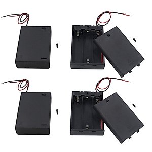 LAMPVPATH (Pack of 4) 3 AA Battery Holder with Switch, 4.5V Battery Holder with Switch, 3X 1.5V AA Battery Holder with Leads and Switch