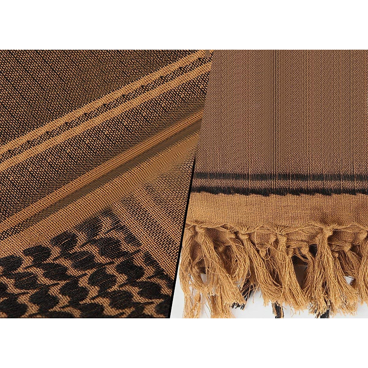 FREE SOLDIER Scarf Military Shemagh Tactical Desert Keffiyeh Head Neck Scarf Arab Wrap with Tassel 43x43 inches (Amber Brown)