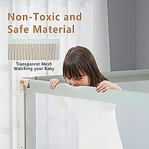 HORZPIL Bed Rails for Toddlers -New Upgraded 0 Gap Bed Guardrail for Kids Great Fit for Twin, Double, Full-Size Queen & King Mattress (74.7inch (1 Side))