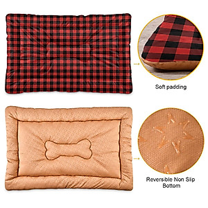 Coikll Red & Black Buffalo Plaid Pet Bed Pad Soft Dog Bed Mat with Anti-Slip Bottom, Machine Washable Crate Pad Mattress for Dog Sleeping- 36 * 24inches