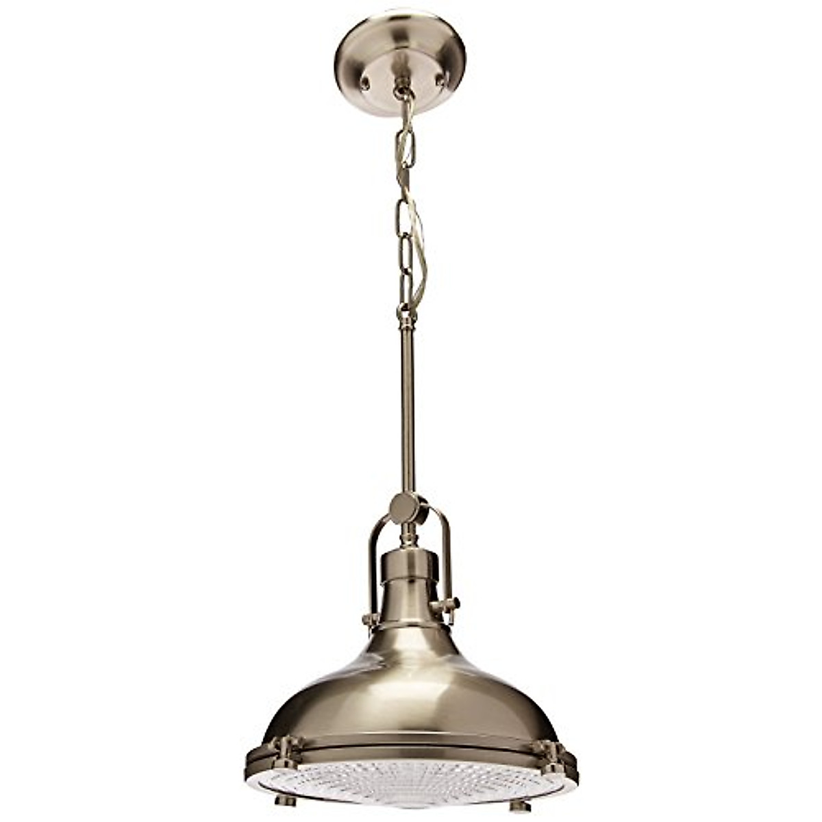 Fresnel Lens Collection 1-Light Fresnel Glass Coastal Pendant Light Brushed Nickel