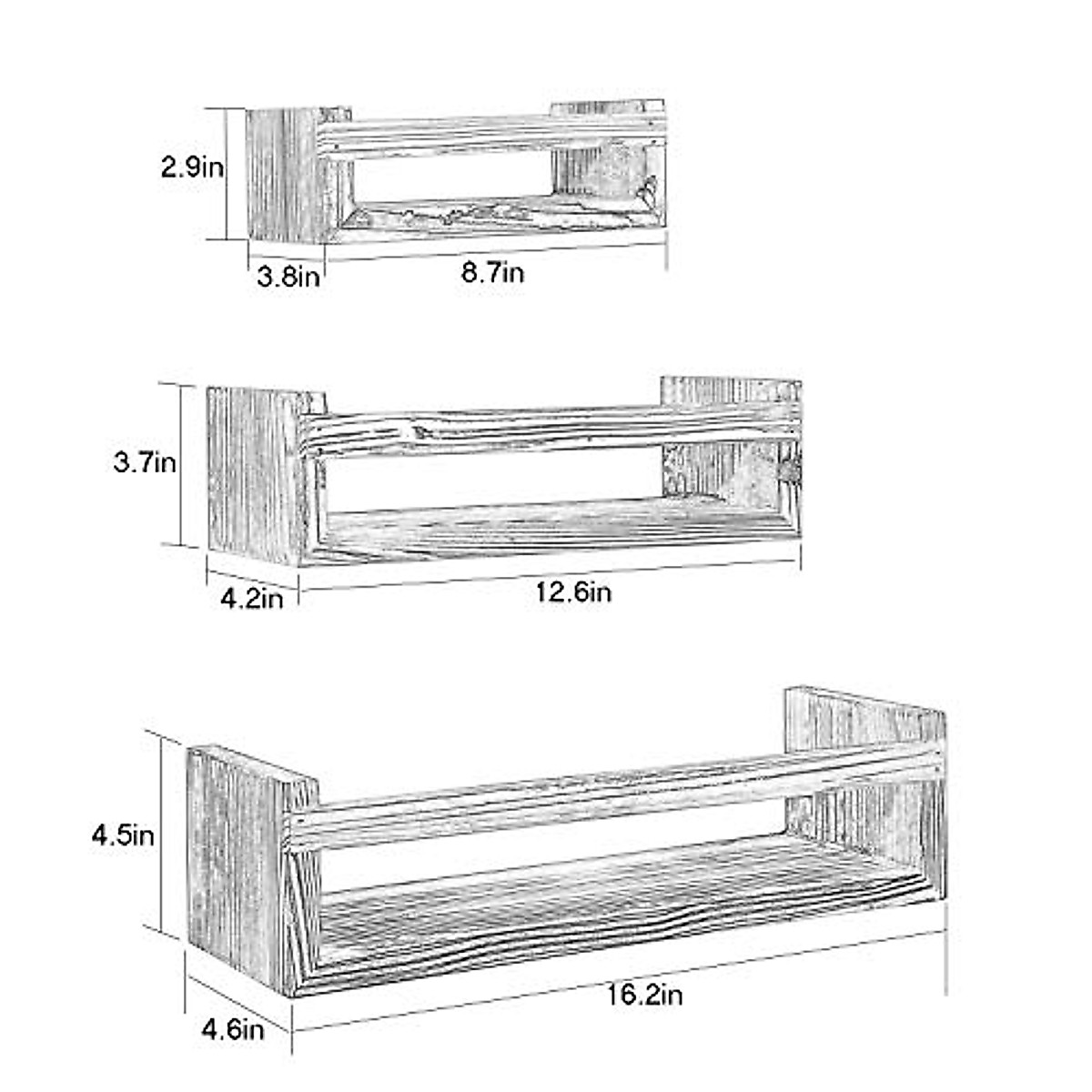 DOCMON Floating Shelves Set of 3, Wall Floating Shelf, Wall Nursery Shelves-Log Wall Mount Shelf for Bathroom Bedroom Living Room Kitchen Office and More