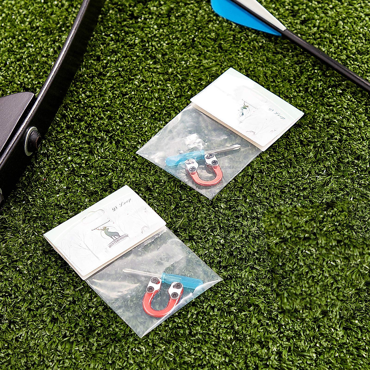 2 Sets Archery D Loop Compound Bow Metal U Nock D Ring Buckle Release Nocking Loop with Screwdrivers for Hunting Installation Accessories (Red)