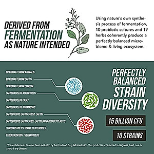 Flora Biome - Live Probiotic, Prebiotic & Postbiotic – Organic, Fermented Live-Culture – 10 Probiotic Strains, 19 Fermented Herbs, 50 Billion CFU - Complete Gut Health & Microbiome Optimizer (16 oz)