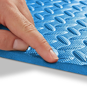 Philosophy Gym Pack of 12 Exercise Flooring Mats - 12 x 12 Inch Foam Rubber Interlocking Puzzle Floor Tiles - Blue
