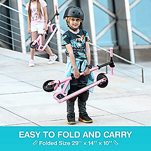 SmooSat Pro Electric Scooter for Kids, Colorful Rainbow Light, LED Display, Adjustable Speeds and Heights, Foldable E-Scooter for Ages 8 and Up