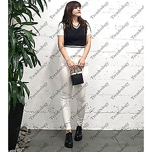 Small Medium Top Handle Square Frame Clutch Purse Crossbody Bag (zBlack)