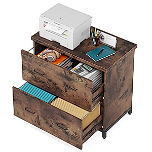 Tribesigns 2-Drawer File Cabinet, Wood Lateral Filing Cabinet, Home Office File Cabinet for A4, Letter Size, Rustic Brown