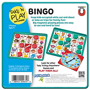 PlayMonster Take N Play Anywhere Bingo - Magnetic Pieces in Magnetic Travel Friendly Tin for Fun on the Go- For Ages 4+