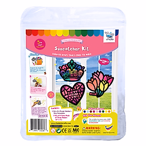 VHALE Suncatchers Craft 3 Sets (9 Cutouts) w Tissue Papers Stained Glass Effect Paper Sun Catcher Kit, Window Art, Classroom Crafts, Creative Art Projects, Kids Party Favors (Mother’s Day)