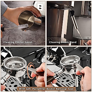Espresso Brush Machine Cleaning Brush - CAFEMASY 5pcs Coffee Machine Cleaning Brush Pack Barista Tools for Cleaning Espresso Machine Group Head Steam Wand Milk Frother Drip Tray Coffee Mug
