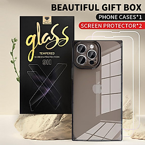 KRY Black Clear Phone Case for iPhone 13 Pro Max Case with [Screen Protector][Camera Protection] Cute Design, Slim Cover for iPhone 13 Pro Max [Soft Anti-Scratch] for Women Girls