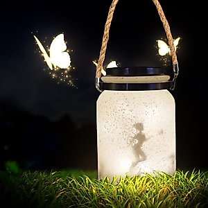 Solar Fairy Lantern Outdoor Decorative Frosted Glass Hanging Lights Fairy Jars Table Lamp for Garden Patio,Christmas,Wedding Party Decor Ideal Gifts for Woman,Mom Warm White Fairy String Lights