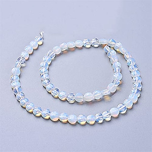 Craftdady 180pcs Faceted White Opalite Beads Flat Round Disc Gemstone Loose Beads Crystal Energy Stone Spacer Beads 6-7mm for DIY Jewelry Crafts