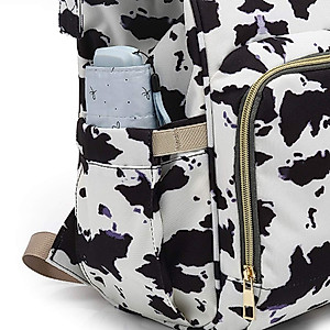 Ruzida Cow Spots Print Diaper Bag Backpack Maternity Baby Changing Bag Large Capacity Backpacks