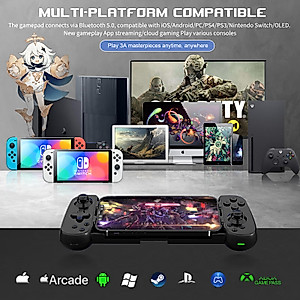 arVin Mobile Gaming Controller for iPhone 16/15/14/iPad/Android Phone/Tablet/Switch, PS Remote Player Gamepad for PS5/PS4/Xbox/PC, Wireless Joystick Play Cloud Gaming, Arcade Mfi Games, CODM, Roblox