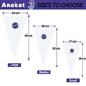 Anaeat Pastry Piping Bags Anti-Burst - Extra Thick 100 Pack Cake Decorating Bags, Disposable Cupcake Icing Bags for Cake, Cupcakes, Cookies & Frosting - Professional Baking Tools for Bakers (16")