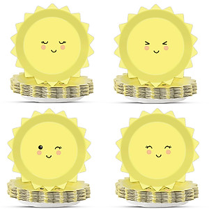 48 Pcs Yellow Sunshine Party Plates First Trip Around The Sun Paper Plates Sunshine Dinner Plates Summer Disposable Tableware for Sun 1st Birthday Party Supplies Baby Shower Birthday Decorations