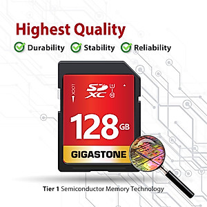 [Gigastone] 128GB 2-Pack SD Card UHS-I U1 Class 10 SDXC Memory Card High Speed Full HD Video Canon Nikon Sony Panasonic Digital Camera, Full Size SD Card