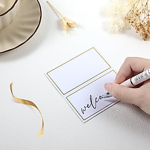 Place Cards Pack of 120 - Small Tent Cards with Gold Foil Border - Perfect for Weddings, Banquets, Events,Table Cards,Name Cards