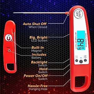 Instantaneous Digital BBQ Reading Meat, Food,Candy Thermometer/Probe Water-Resistant New Super Accurate