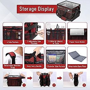 FANGSUN Grill Caddy, BBQ Caddy with Paper Towel Holder, Picnic Griddle Caddy for Outdoor Camping, Barbecue Accessories Storage Organizer for Utensil Grilling Tool, Must Haves for Camper Tailgating Rv