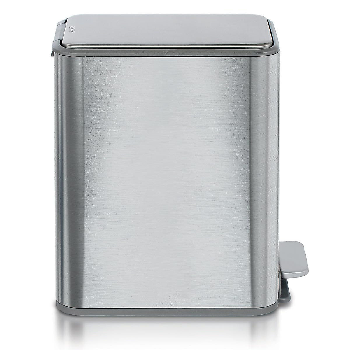 Glad Slim Bathroom Trash Can - Small Garbage Pail with Soft Close Lid & Step Foot Pedal | Narrow Brushed Nickel Waste Basket with Removable Inner Bucket, 2.6 Gallon