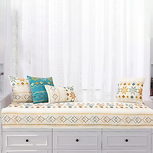 JeogYong Boho Bay Window Mat Non-Slip Bay Window Cushion Pads, Window Seat Cushions Indoor Boho Decor, Bohemian Chenille Windowsill Bench Seat Cushion for Indoor Sofa Decor Home Bedroom Living Room