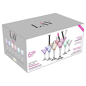 lav Multicolored Martini Glasses Set of 6 - Colorful Martini Cocktail Glass Set - Party Drinkware for Elegant Cocktails - Dishwasher Safe - Made in Europe