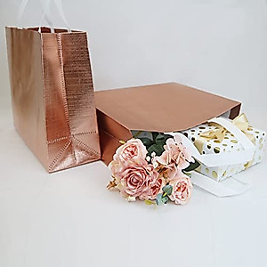 HUANN 6 Pcs Rose Gold Gift Bags Large Bachelorette Gift Bags Glossy Reusable Gift Bags Non-Woven Gift Bags for Bridesmaid Bachelorette Party Wedding Birthday Christmas 13 x 5 x 11 Inch