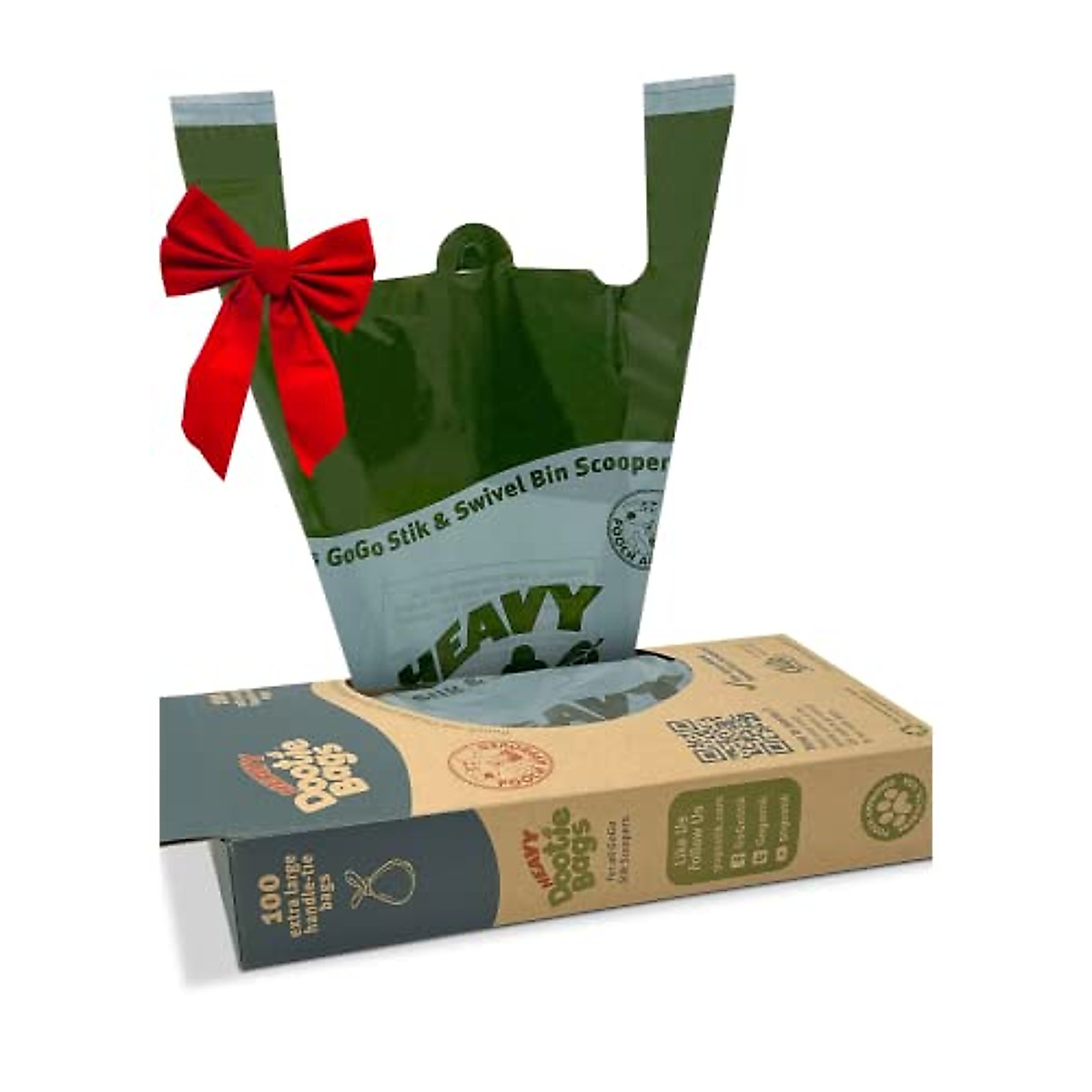 HEAVY Dootie Bags® VERY LARGE Dog and Cat Waste Poop Bags. 100 Count Strong Multi-Use, Leakproof with EZ Tie Handles and Gussets. Made with Corn Starch. Fits GoGo Stik and Swivel Bin Pooper Scoopers.