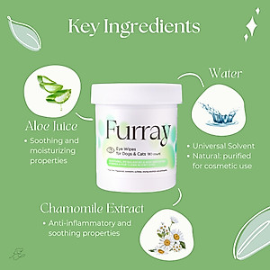 Furray Eye Cleaning Wipes for Dogs and Cats 180 Count | Small-Medium Breeds | Gentle & Effective Gunk & Debris Removal | Reduces Tear Stains | Hypoallergenic, pH-Balanced, Non-Scented with Aloe