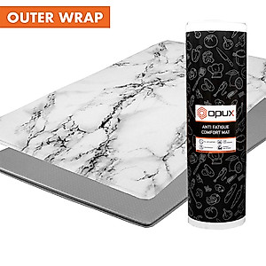 OPUX Anti Fatigue Kitchen Floor Mat, Reversible Cushioned Memory Foam Kitchen Rug Pad, Waterproof Non-Slip Padded Comfort Standing Mat for Office Laundry Home, 32x17 (Marble Gray)