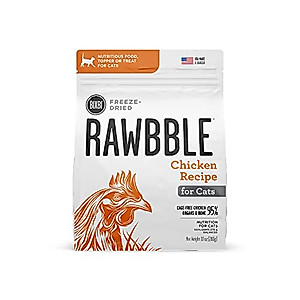 BIXBI Rawbble Freeze Dried Cat Food, Chicken Recipe, 3.5 oz - 95% Meat and Organs, No Fillers - Pantry-Friendly Raw Cat Food for Meal, Treat or Food Topper - USA Made in Small Batches