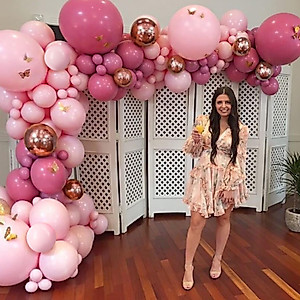 Pink Balloon Garland Arch Kit,Hot Pink Latex Pastel Pink Balloon, 18 12 10 5 Inch Latex Balloons for Wedding Baby Shower Bridal Shower Birthday Princess Theme Party Decorations