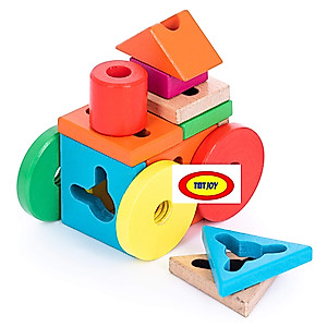 TOTJOY Montessori Toys for 2 Year Olds 18+ Months Wooden Educational Toy for Toddlers Shapes Sorting Stacking Toys Busy Board Sensory Toys Early Development & Activity Toys