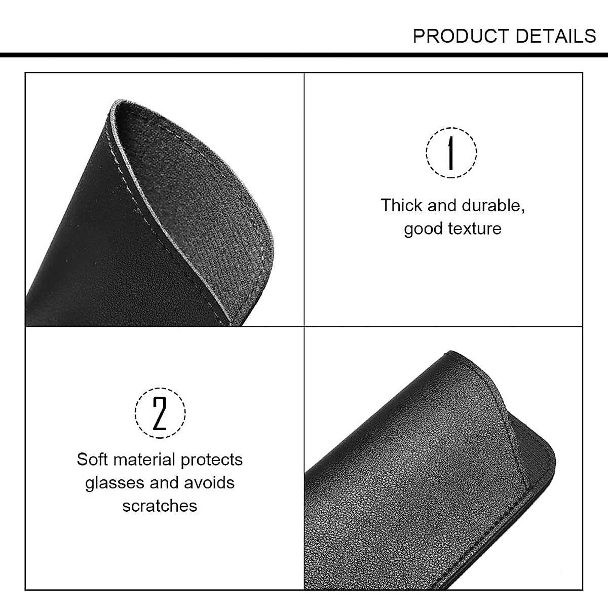 N A 6 Pack Glasses Pouch Slim, Portable Leather Soft Eyeglass Case, Sunglasses Slip Case, Leather Spectacles Soft Shell Case for Women Men (6colors)